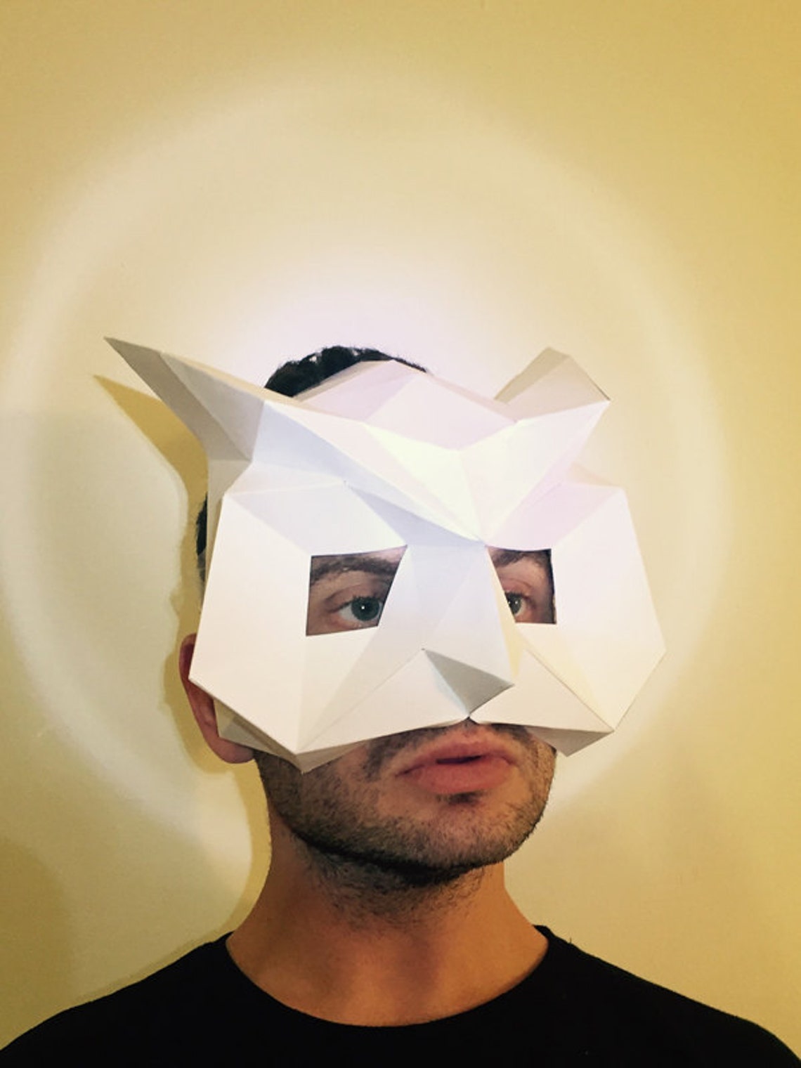 Make Your Own OWL Mask From Paper, PDF Pattern Mask, Polygon Face DIY ...