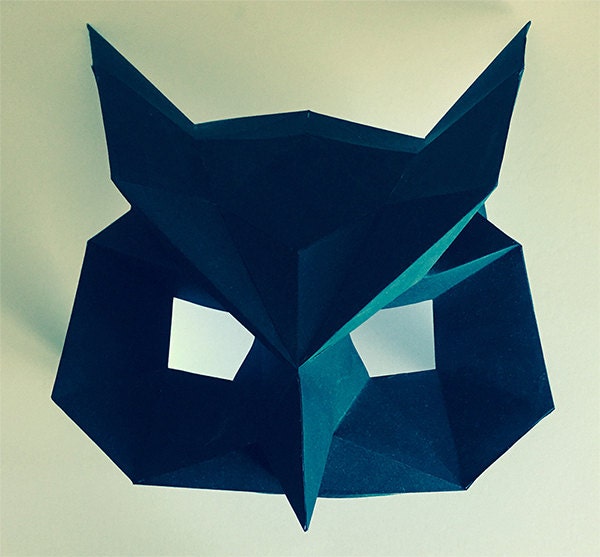 Make Your Own OWL Mask From Paper, PDF Pattern Mask, Polygon Face DIY ...