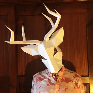 Make Your Deer Mask From Paper, PDF Pattern Mask, Polygon Face DIY ...