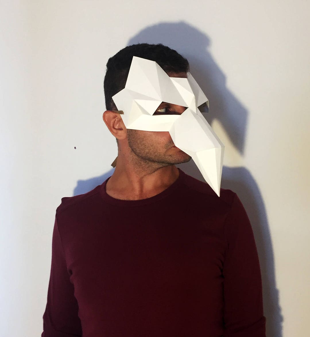 Make Your Raven Bird Mask From Paper, PDF Pattern Mask, Polygon Face ...