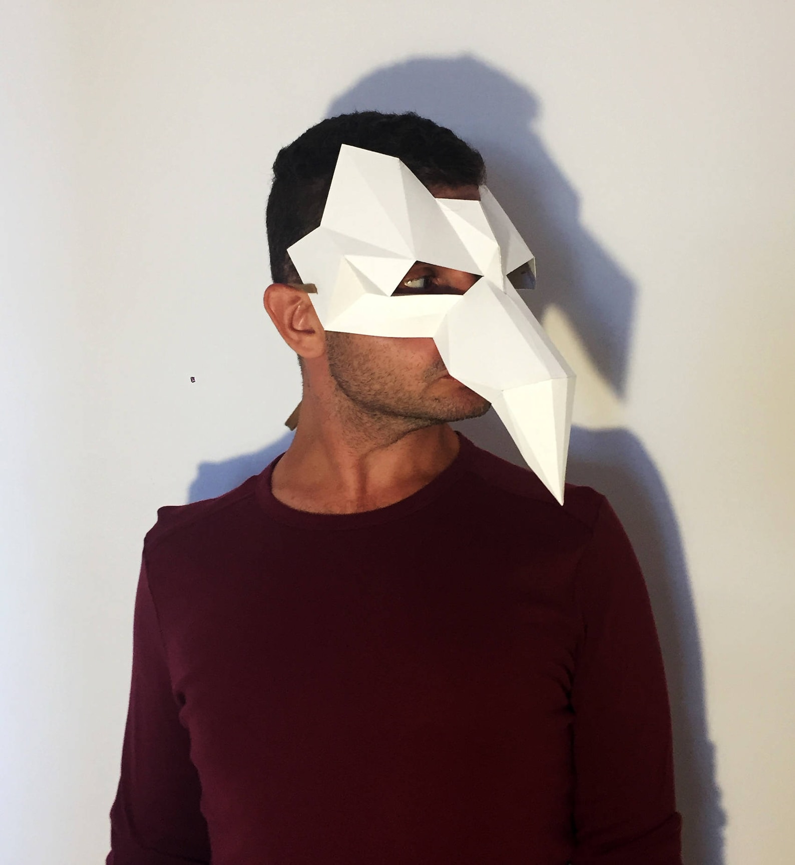 Make Your Raven Bird Mask From Paper, PDF Pattern Mask, Polygon Face ...