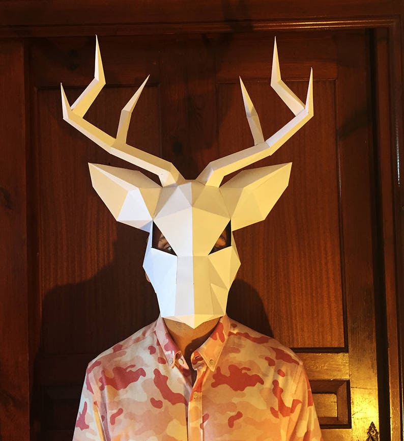 Make Your Deer Mask From Paper PDF Pattern Mask Polygon Face - Etsy UK