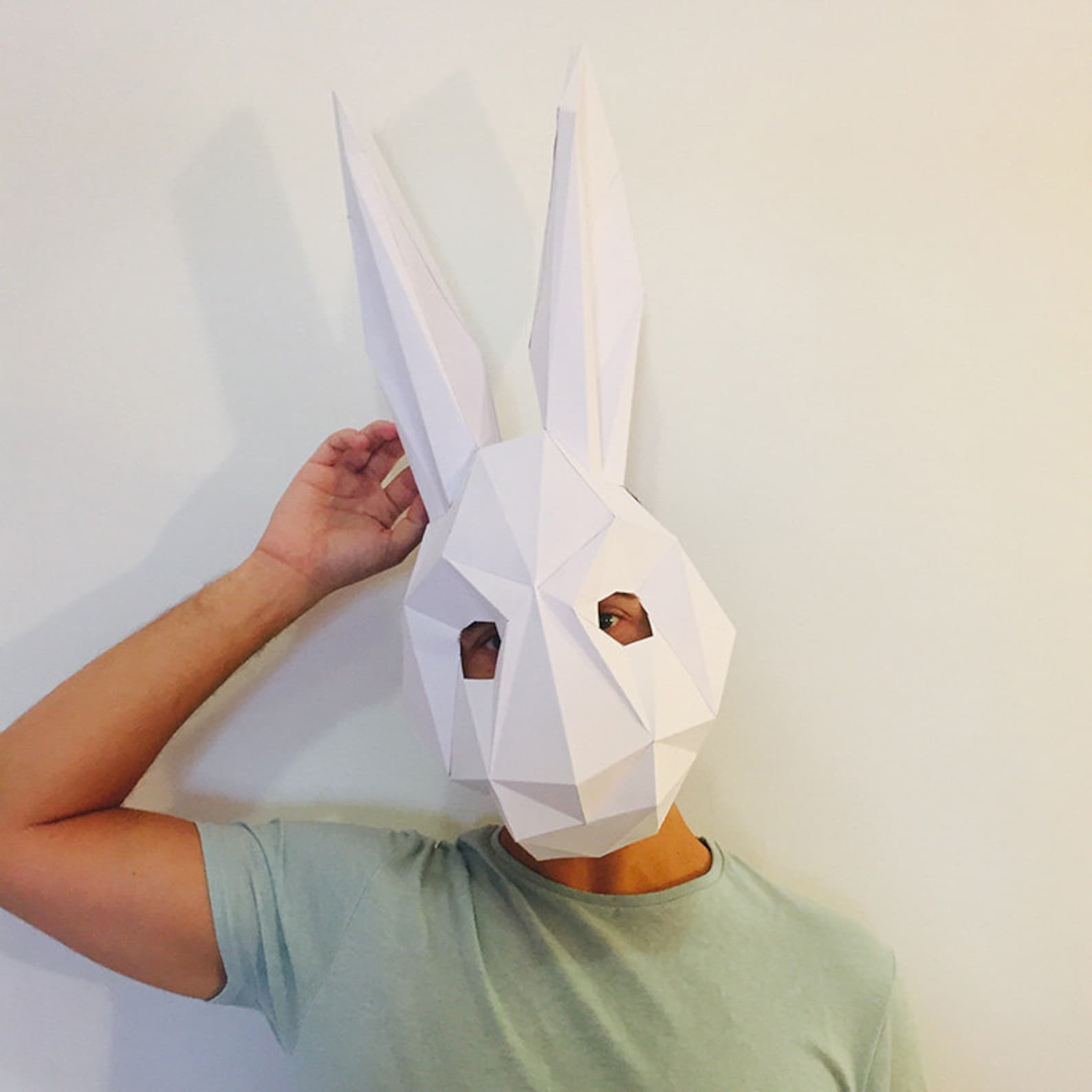 Make Your Rabbit Mask From Paper, PDF Pattern Mask, Polygon Face DIY ...