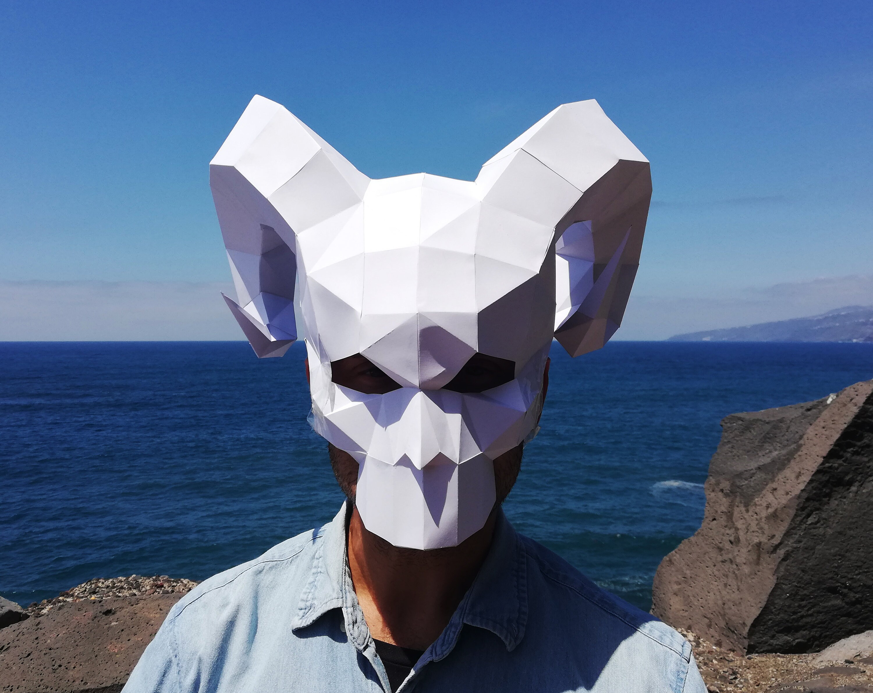 Make Your Skull With Horns Mask From Paper, PDF Pattern Mask, Polygon ...