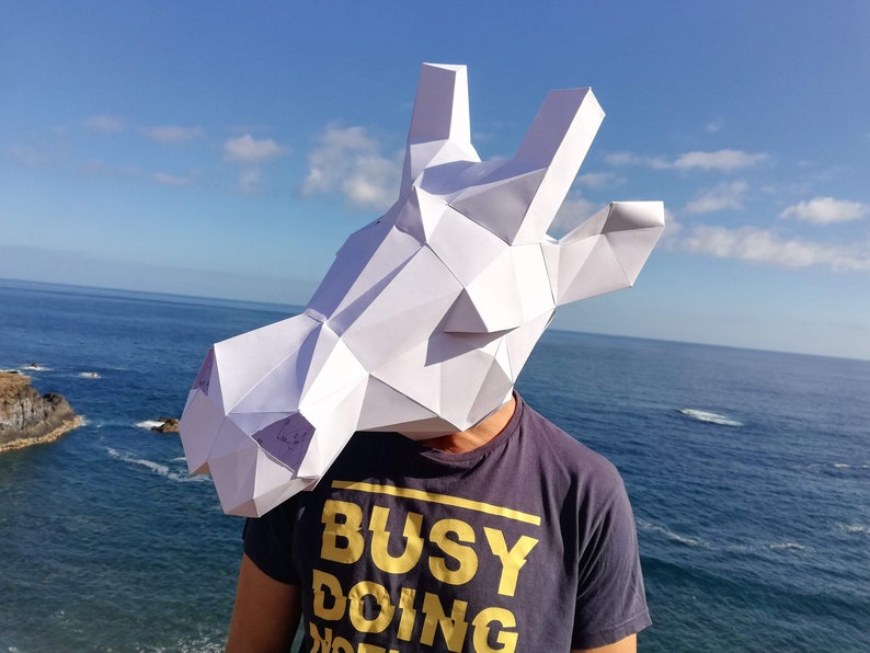 Make Your Giraffe Mask From Paper, PDF Pattern Mask, Polygon Face DIY ...