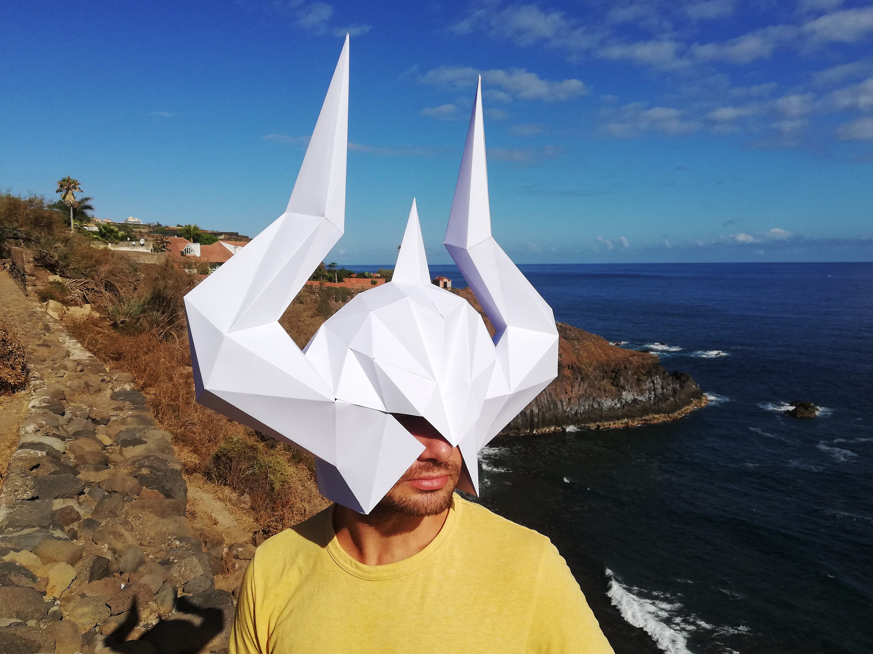 Make Your Helmet With Horns Mask From Paper, PDF Pattern Mask, Polygon ...