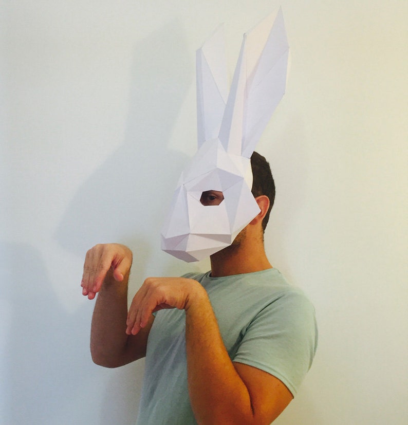 Make Your Rabbit Mask From Paper, PDF Pattern Mask, Polygon Face DIY ...