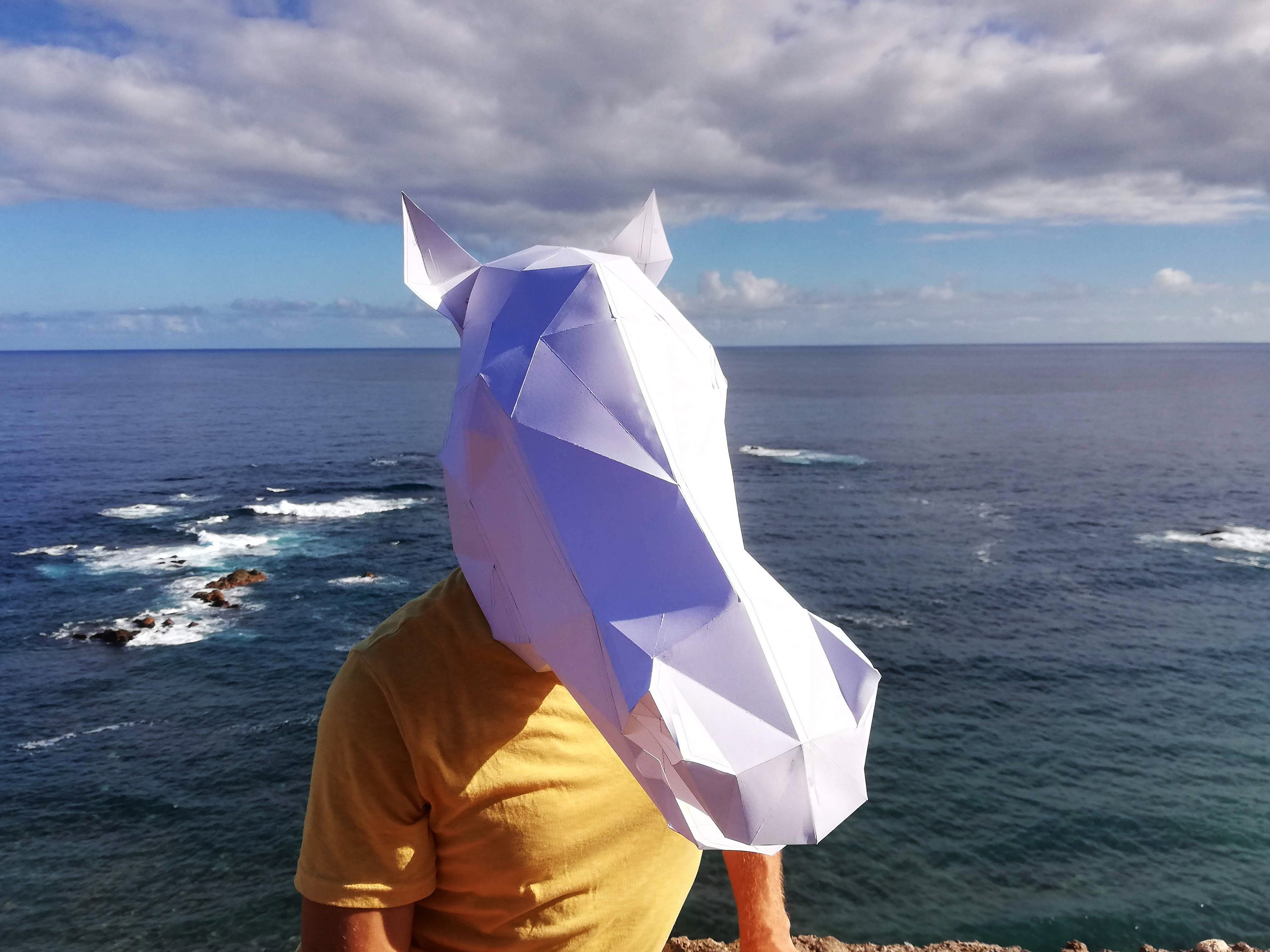 Make Your Horse Mask From Paper, PDF Pattern Mask, Polygon Face DIY ...