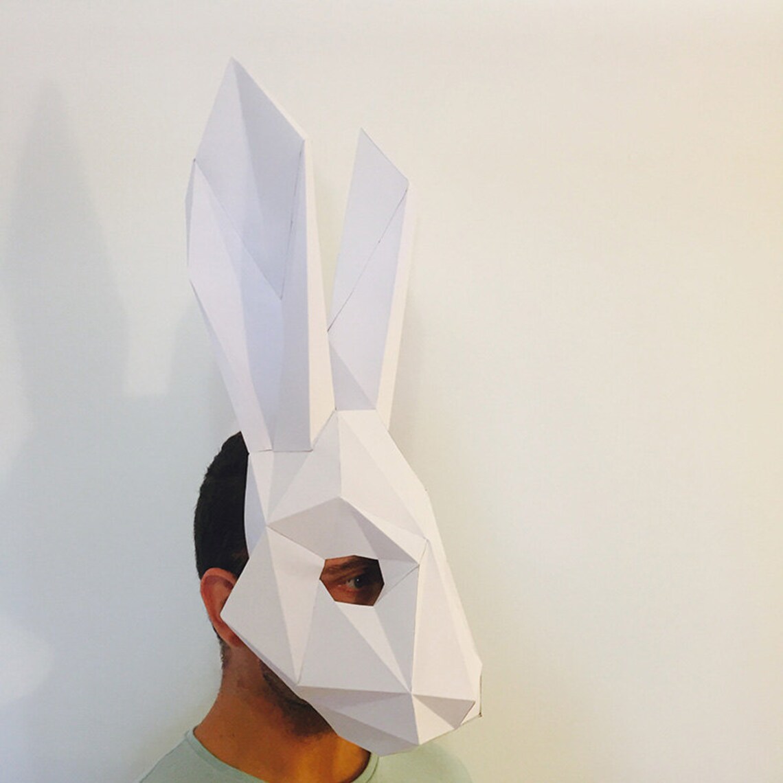 Make Your Rabbit Mask From Paper, PDF Pattern Mask, Polygon Face DIY ...