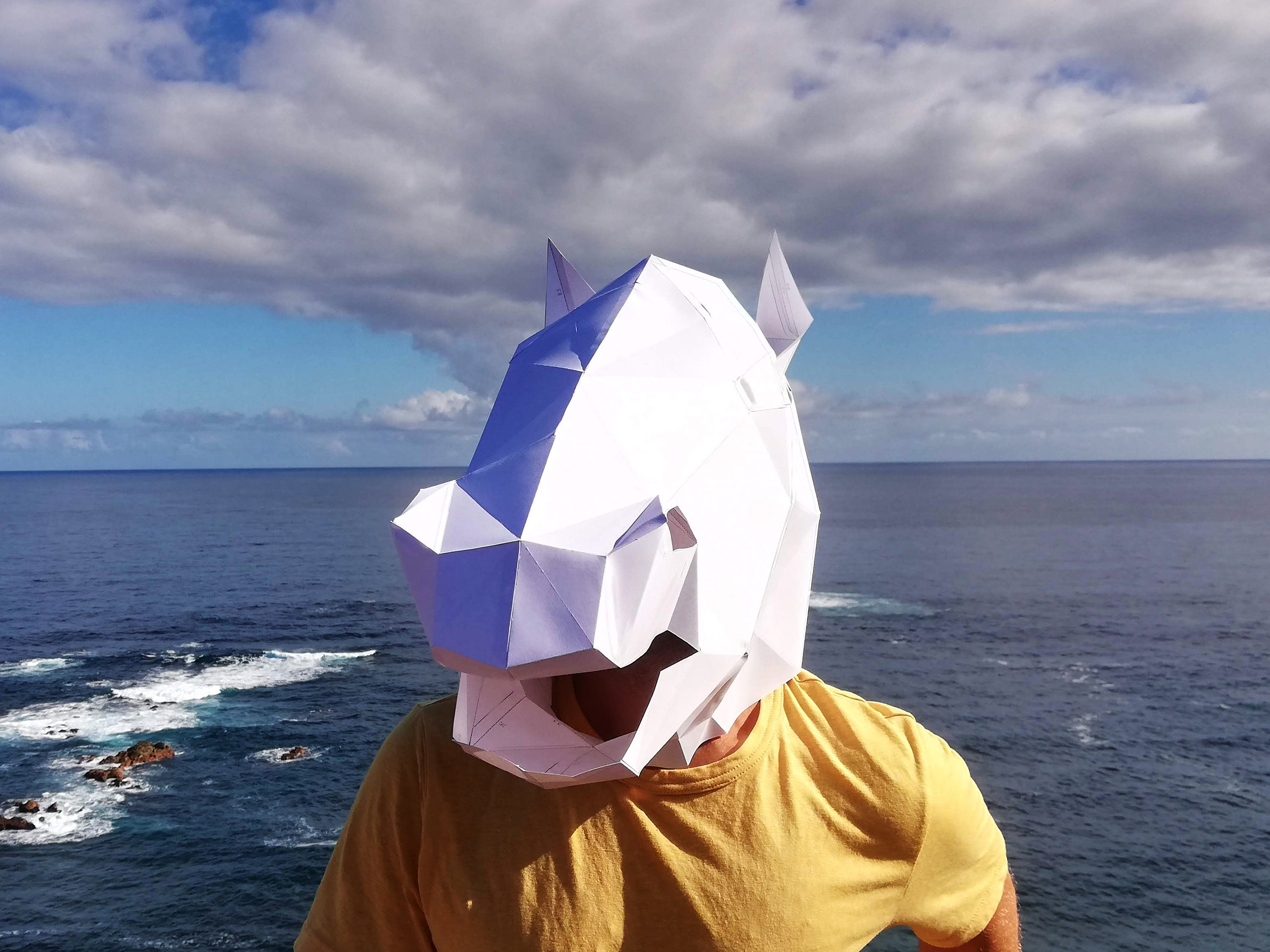 Make Your Horse Mask From Paper, PDF Pattern Mask, Polygon Face DIY ...