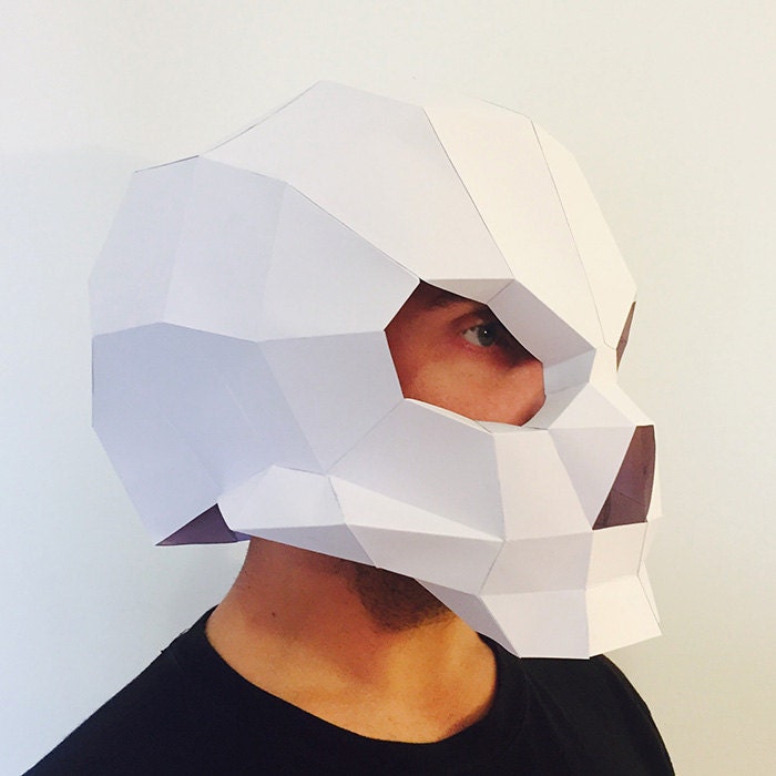 Make Your Skull Mask Helmet From Paper, PDF Pattern Mask, Polygon Face ...