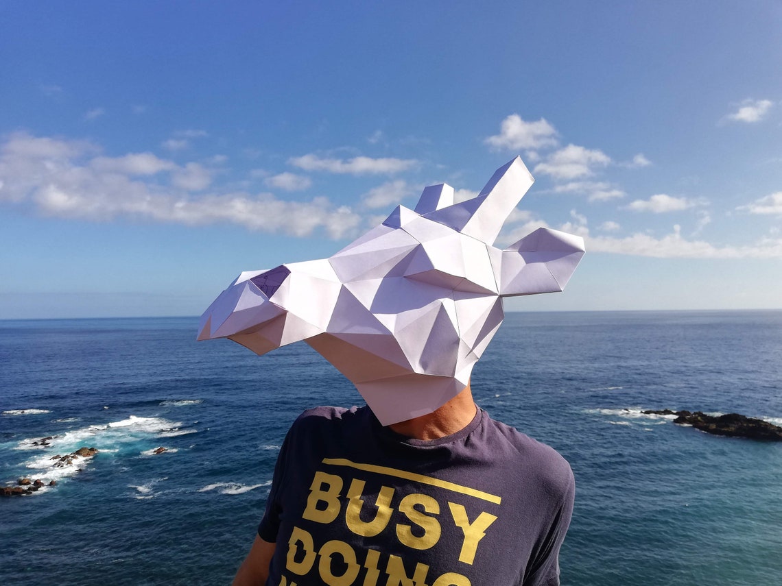 Make Your Giraffe Mask From Paper PDF Pattern Mask Polygon - Etsy