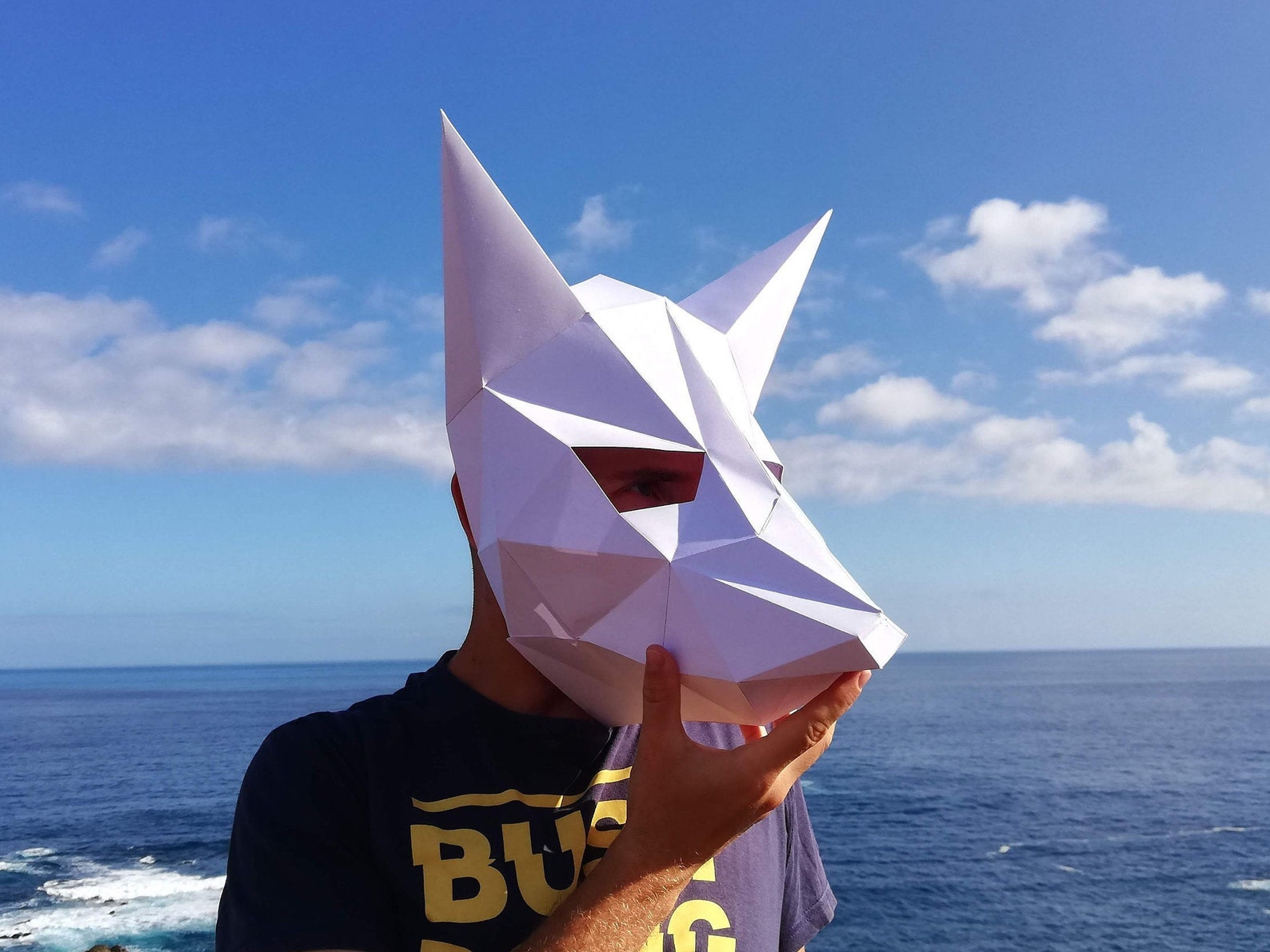 Make Your FOX Mask From Paper, PDF Pattern Mask, Polygon Face DIY Paper ...