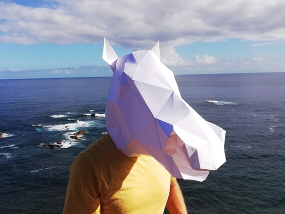 Make Your Horse Mask From Paper PDF Pattern Mask Polygon | Etsy