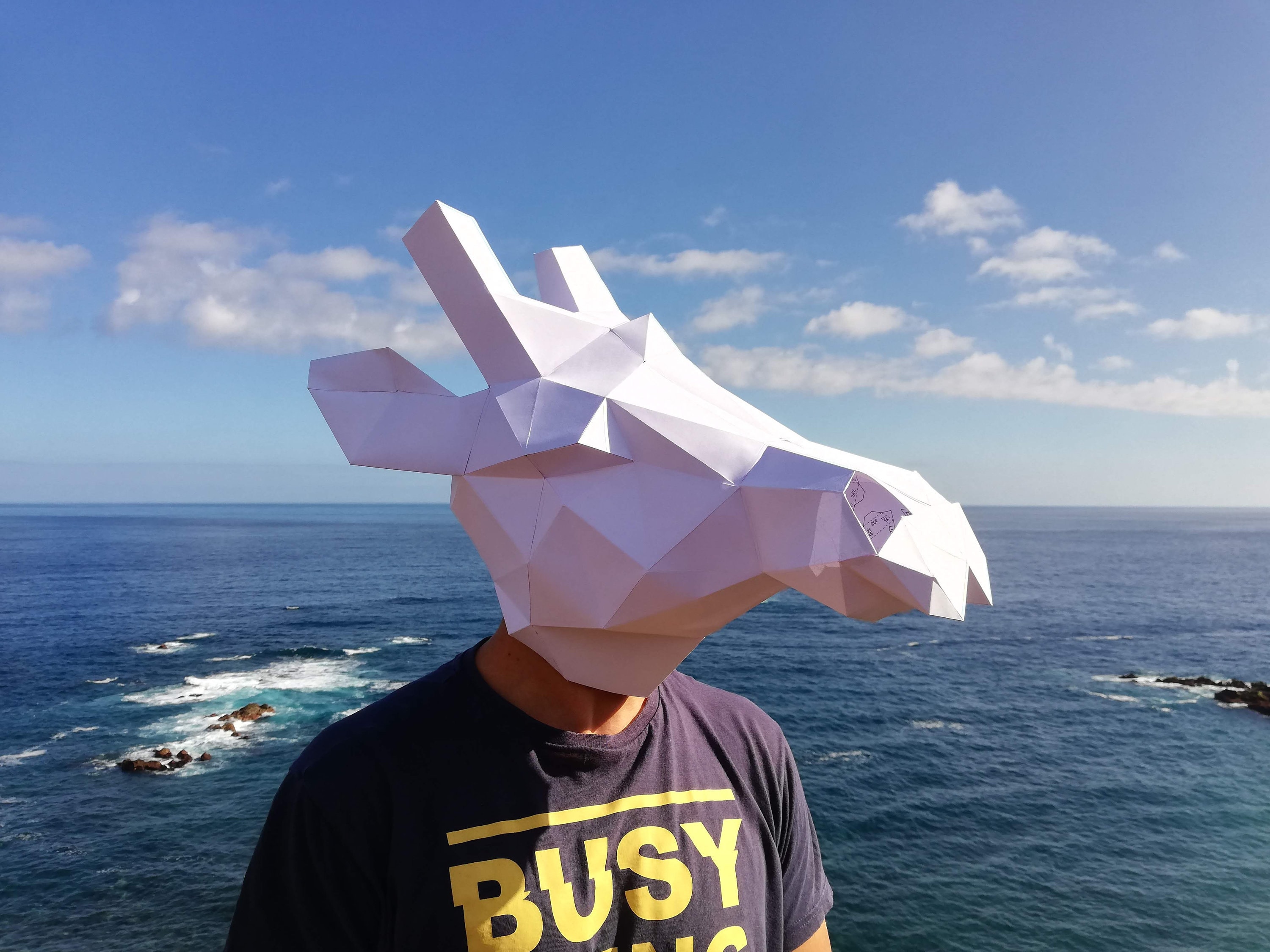 Make Your Giraffe Mask From Paper, PDF Pattern Mask, Polygon Face DIY ...