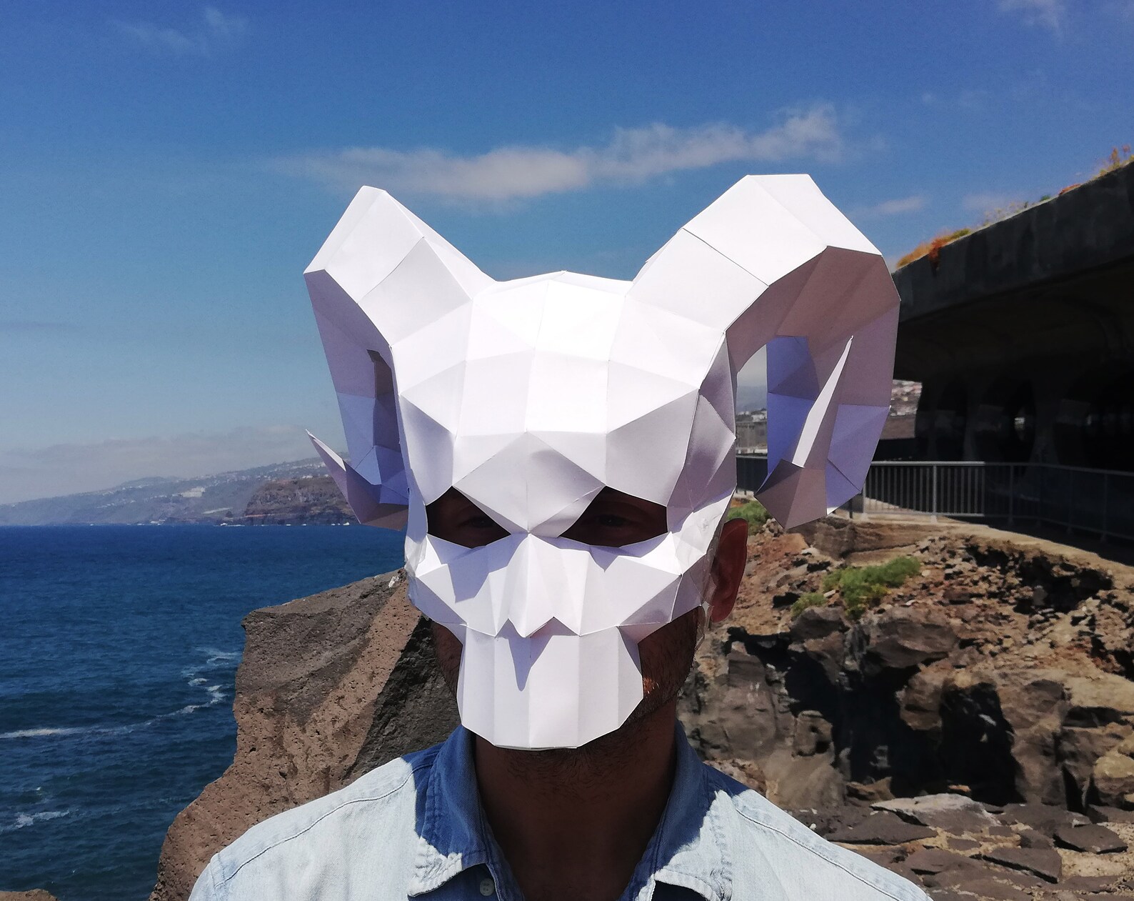 Make Your Skull With Horns Mask From Paper, PDF Pattern Mask, Polygon ...