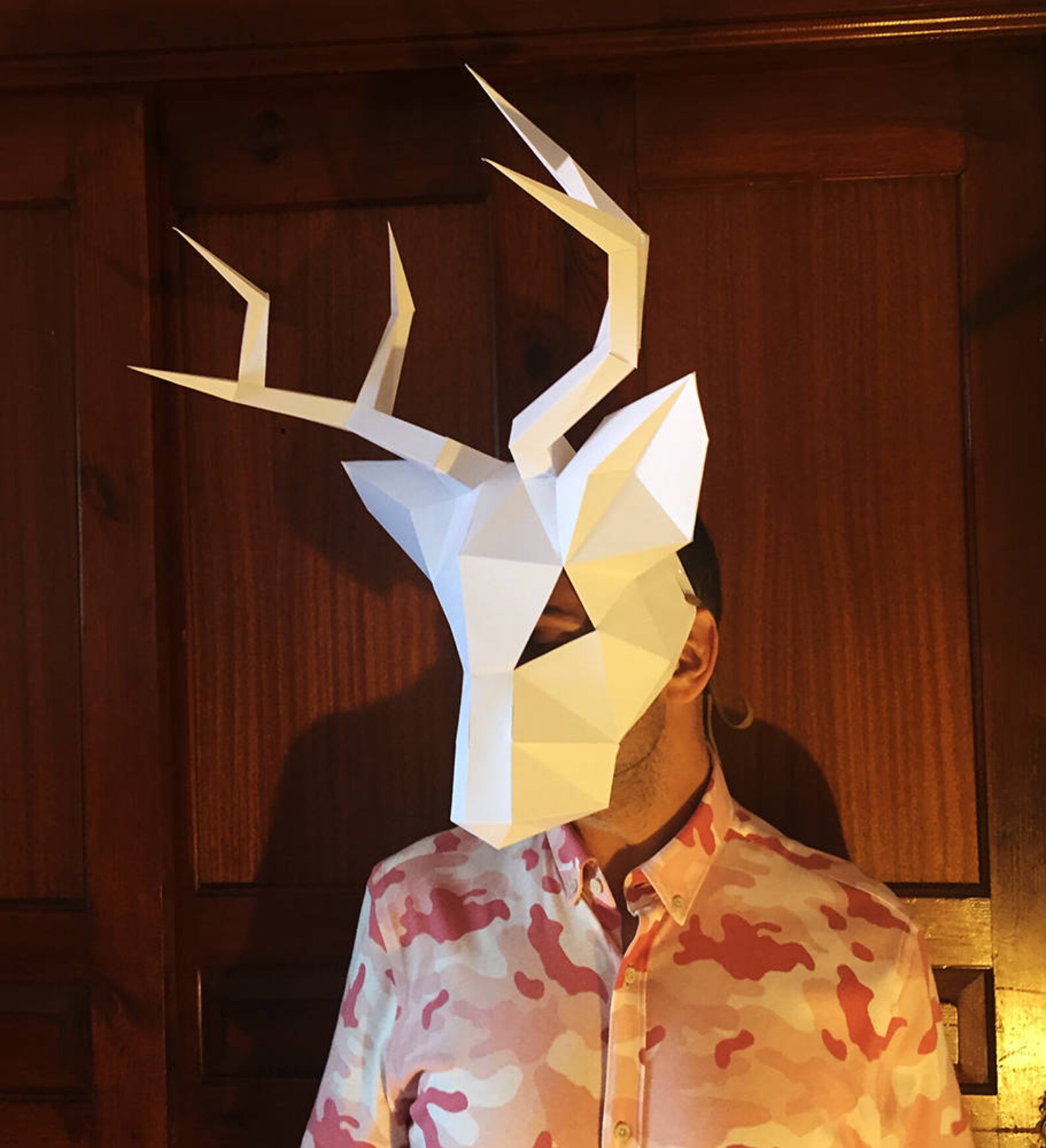 Make Your Deer Mask From Paper, PDF Pattern Mask, Polygon Face DIY ...