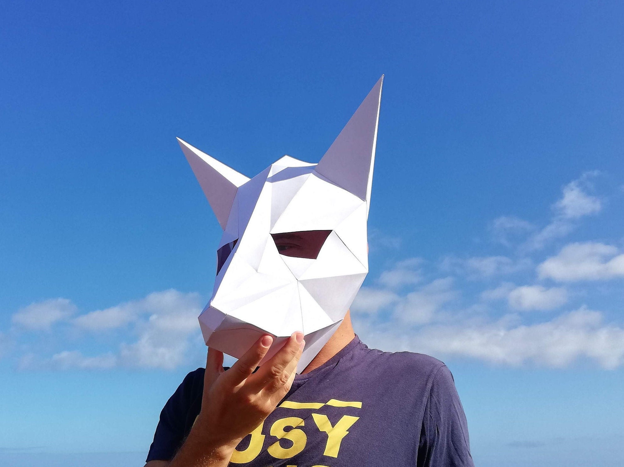 Make Your FOX Mask From Paper, PDF Pattern Mask, Polygon Face DIY Paper ...
