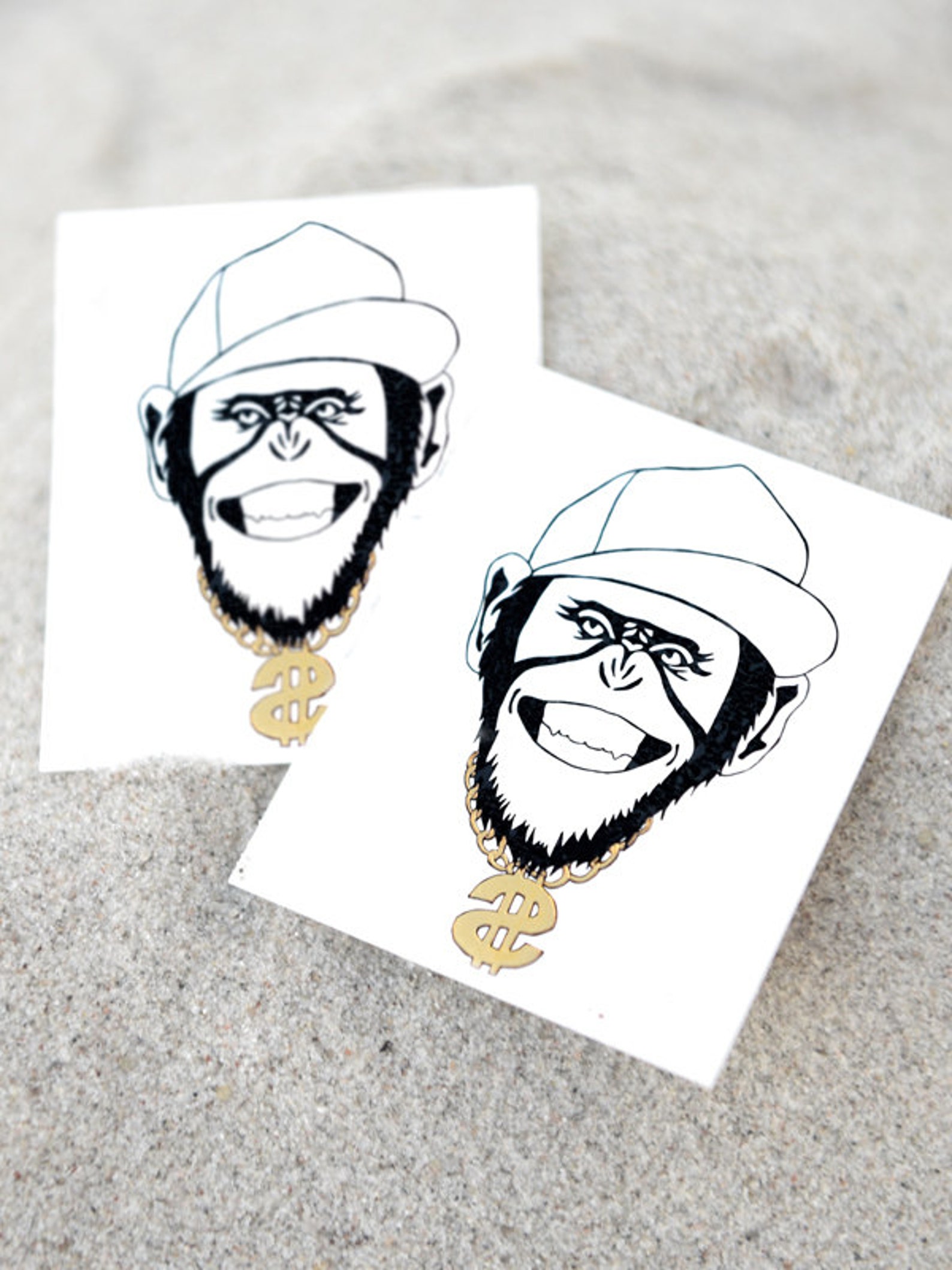 Includes 2 Tattoos: Temporary Monkey Tattoo Gold Monkey - Etsy