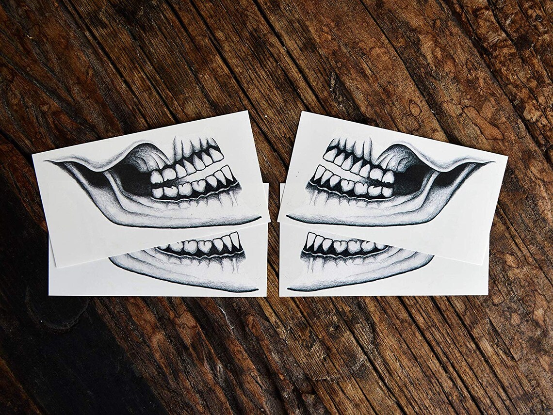 Skull Face Tattoo Costume Temporary Tattoo Skullface | Etsy