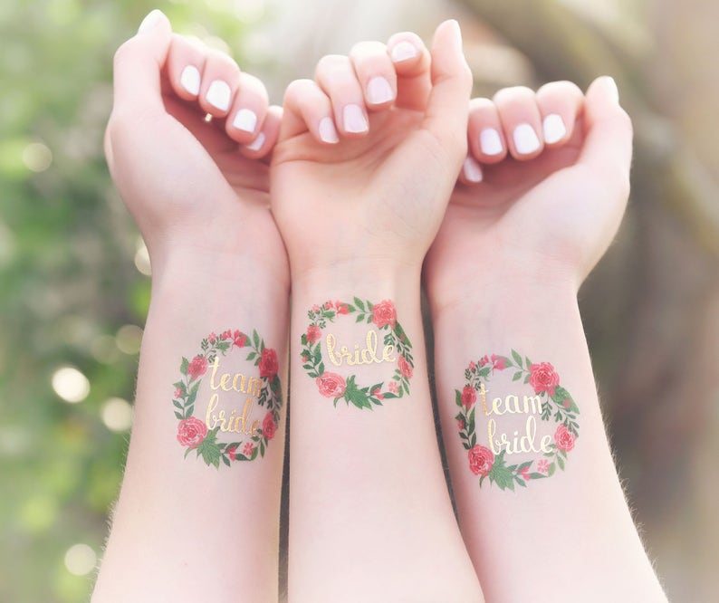 Team Bride Bride 11 Temporary Tattoos Gold Tattoo - Etsy UK