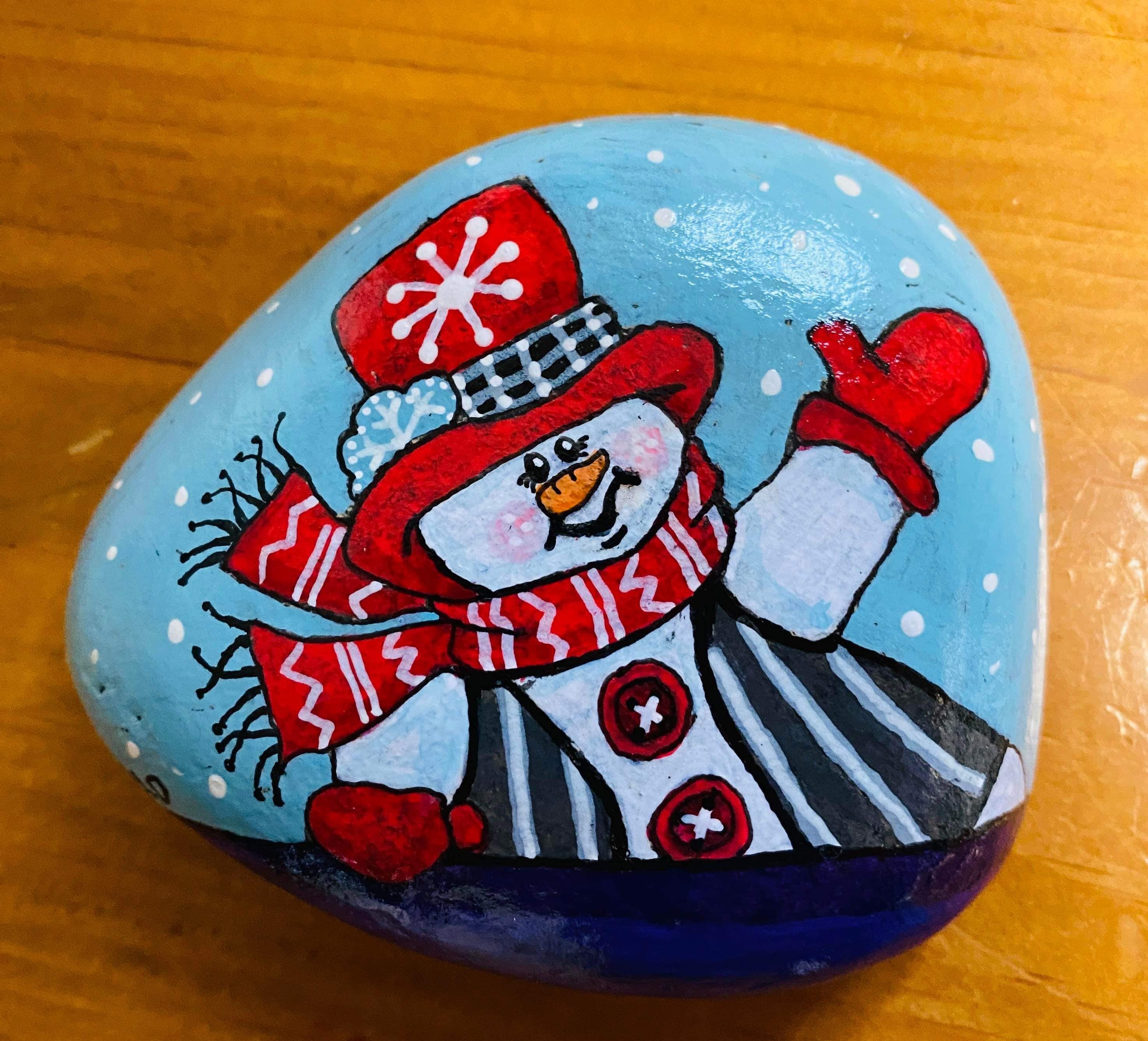 Snowman Painted Rocks - Etsy