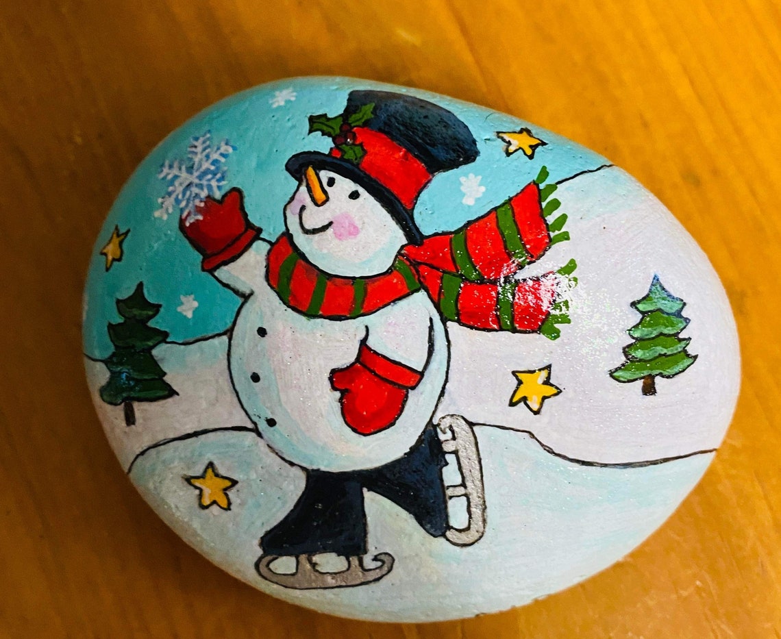 Snowman Painted Rocks - Etsy