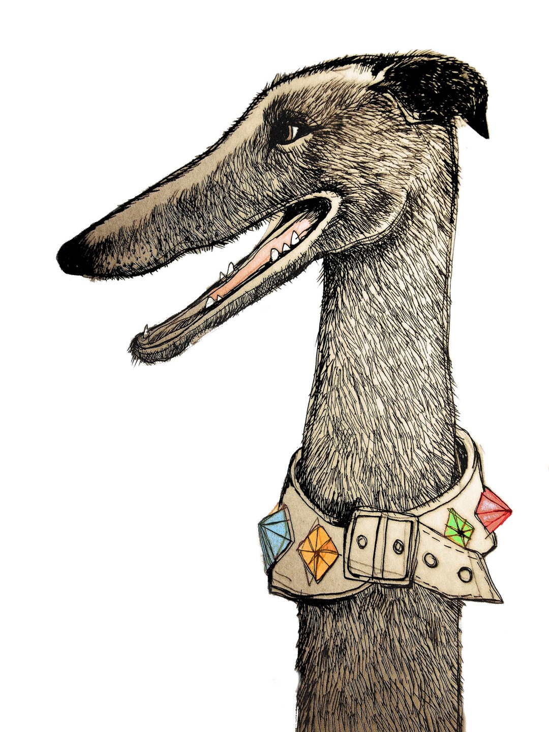 Original Art Lurcher Dog, Pen and Ink Illustration of Lurcher, Home ...