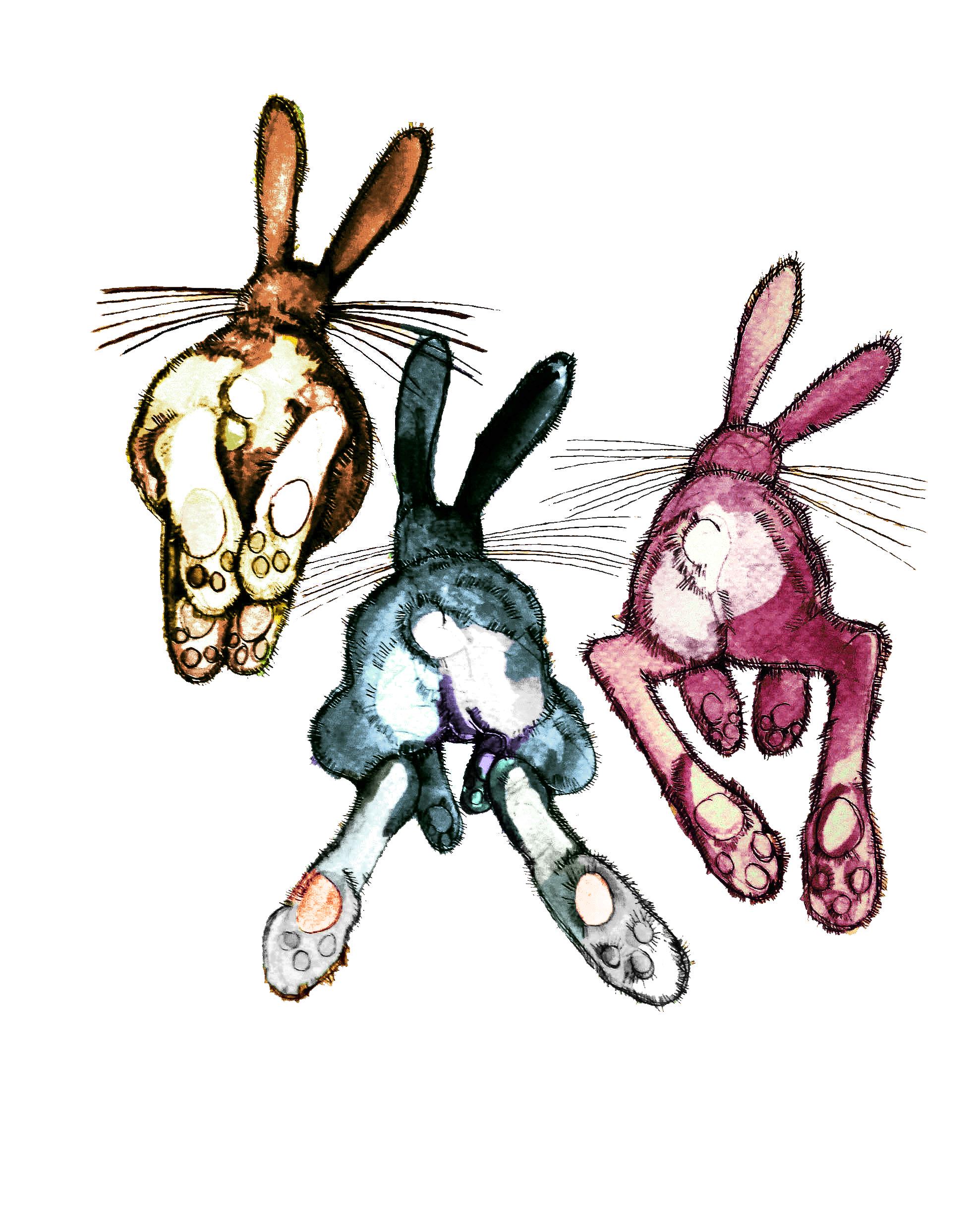 Hare Art, Hare Illustration, Funny Hares, Running Hares, 2 Hares, Pen ...