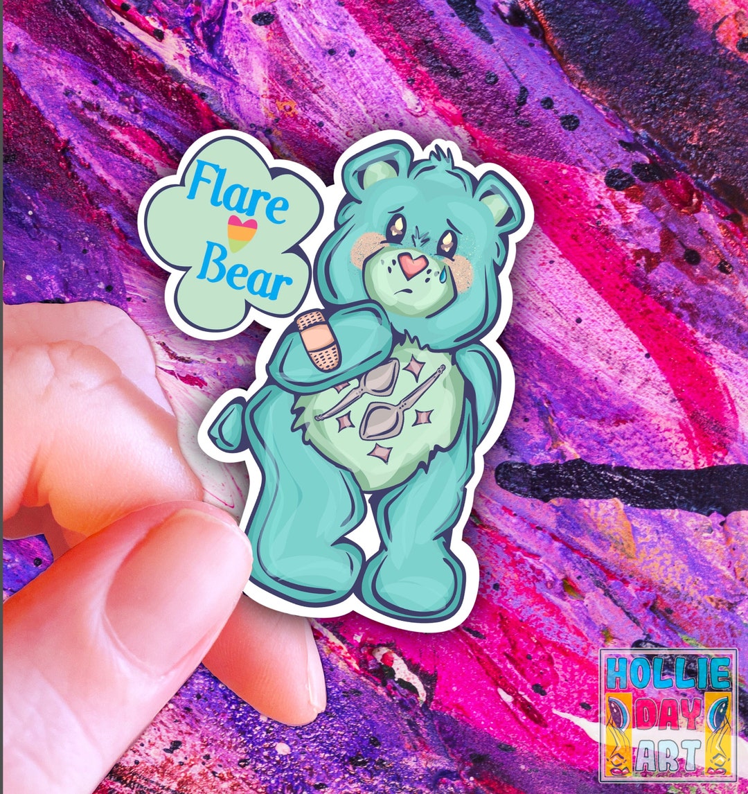Flare Bear Sticker Chronic Illness Sticker Holographic Bear Sticker Fibromyalgia, Autoimmune ...