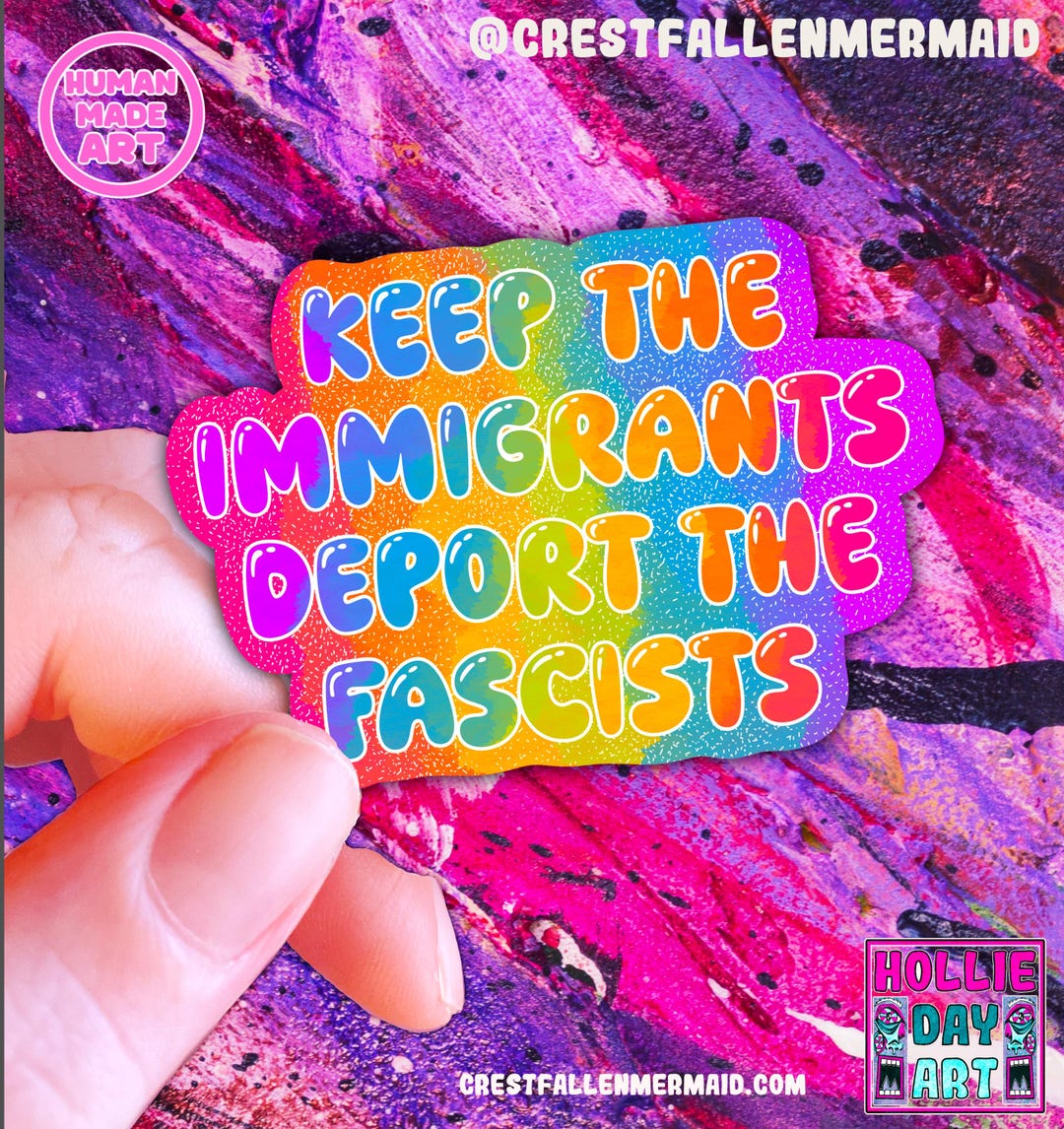Holographic Anti-fascism Sticker: Hand-drawn Political Art - Etsy