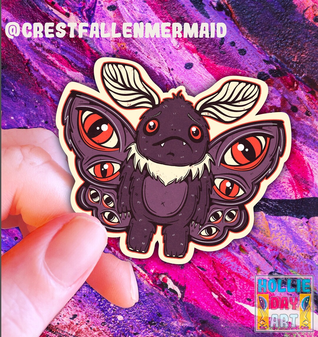 Mothman Sticker Cryptid Sticker Sad Moth Sticker Cute Cryptid Sticker ...