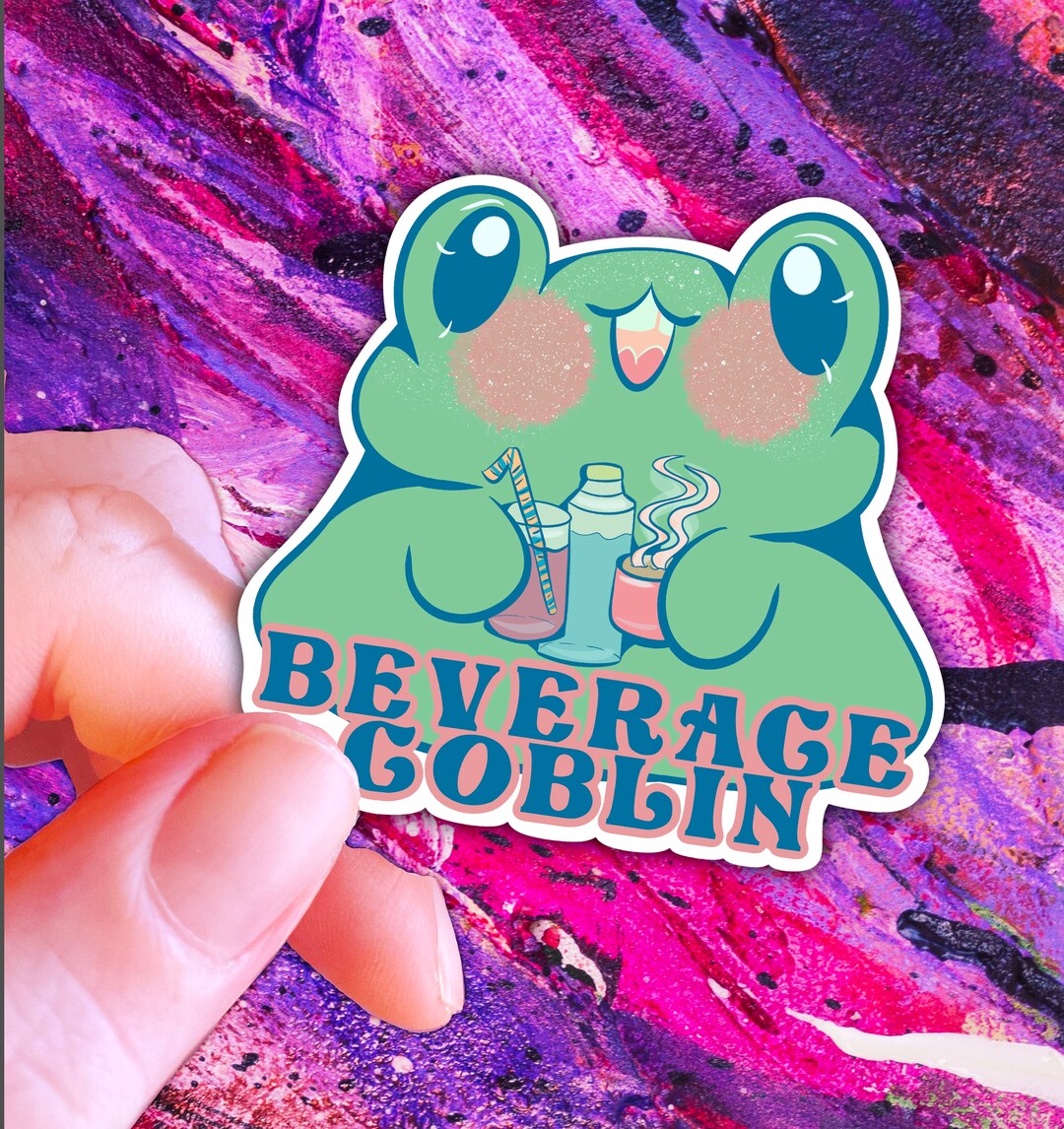 Beverage Goblin Frog Sticker Spoonie Sticker Cute Green Frog Sticker ...