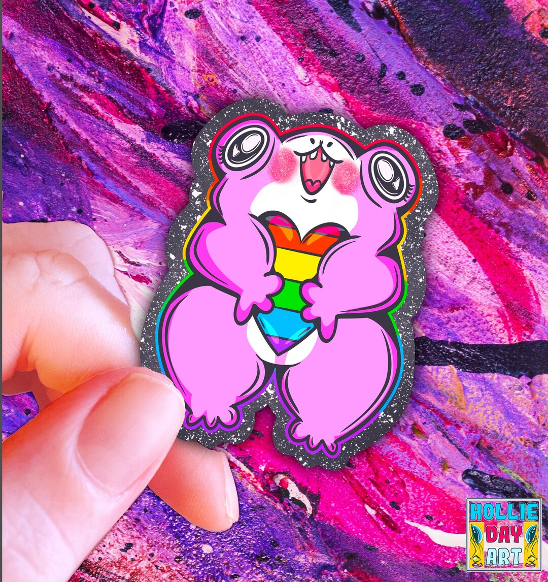 Handmade Pride Frog 2024 Sticker Rainbow Pride Sticker Holographic Frog ...