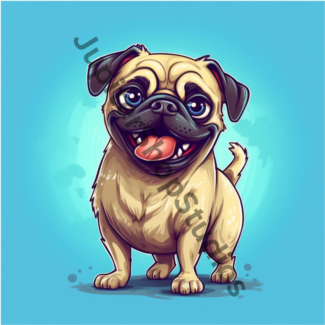 20+ Pack of Charming Pug Dog Clip Art Illustrations in Various Styles ...