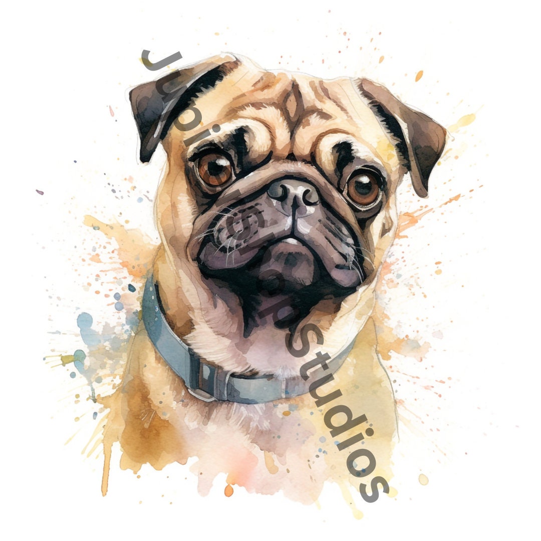20+ Pack of Charming Pug Dog Clip Art Illustrations in Various Styles ...