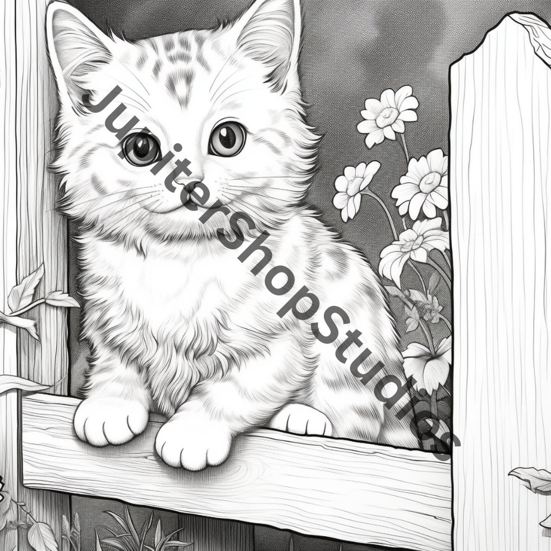 Adorable Cat Coloring Pages: Fun and Relaxing Activity for All Ages - Etsy