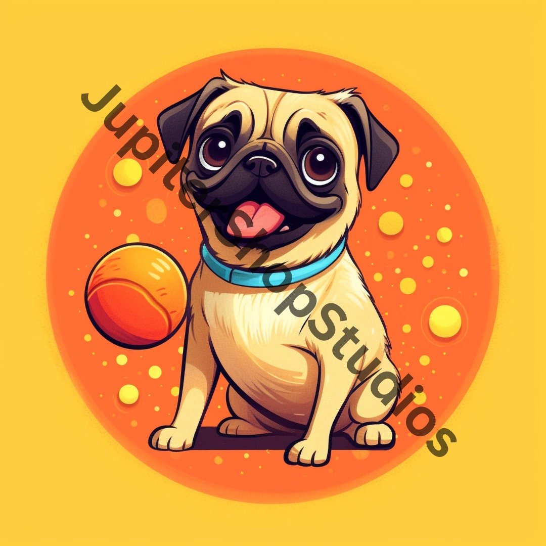 20+ Pack of Charming Pug Dog Clip Art Illustrations in Various Styles ...