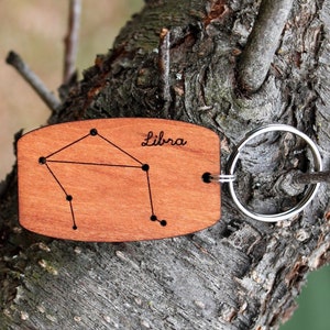Libra Zodiac Constellation Wood Keychain Made in the USA / - Etsy
