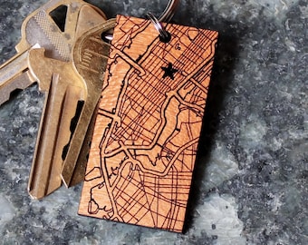 Map keychain | Etsy
