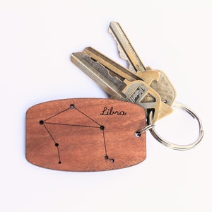 Libra Zodiac Constellation Wood Keychain Made in the USA / Birthday ...