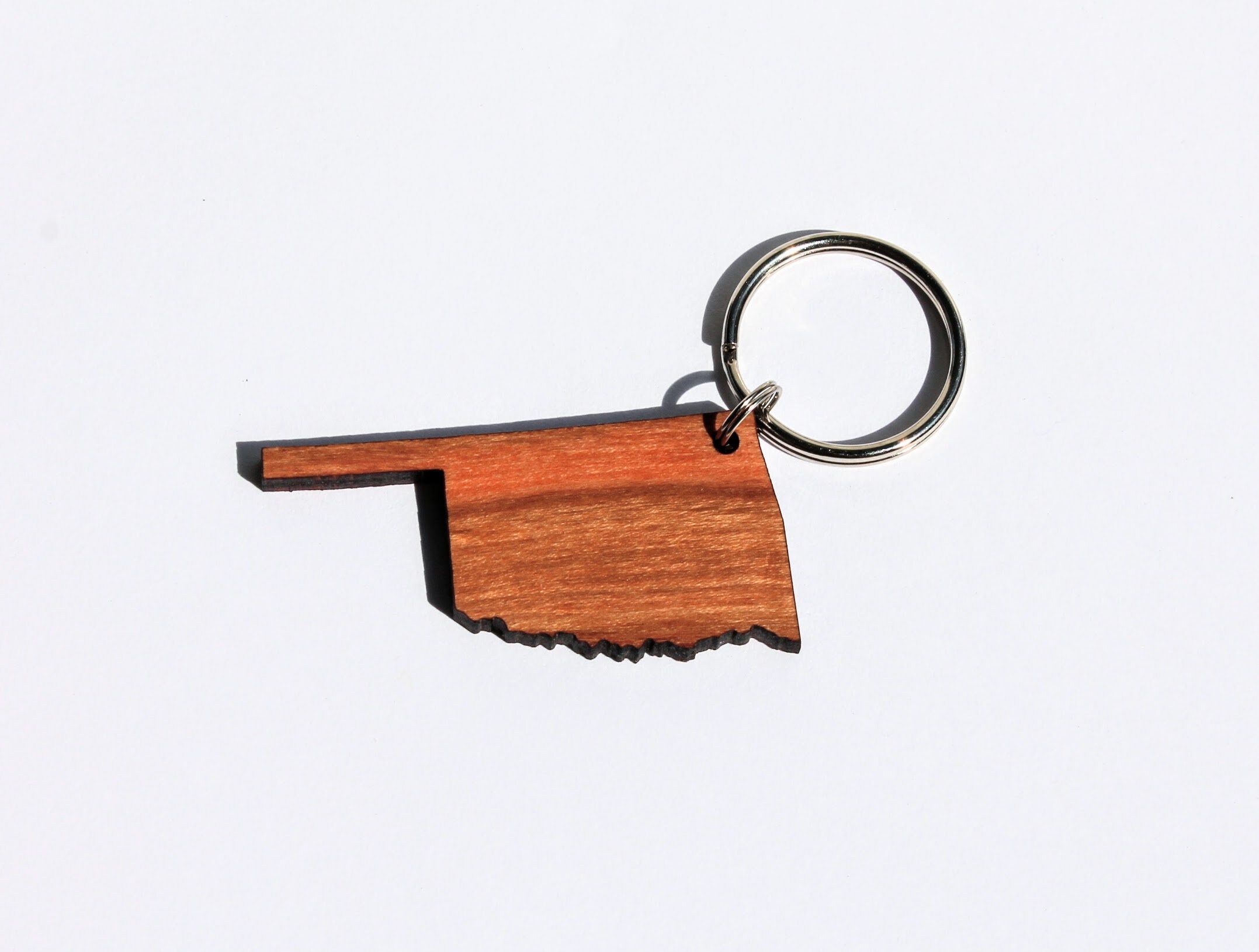 Oklahoma Map Keychain - Wood Oklahoma Outline Keyring - Home State ...