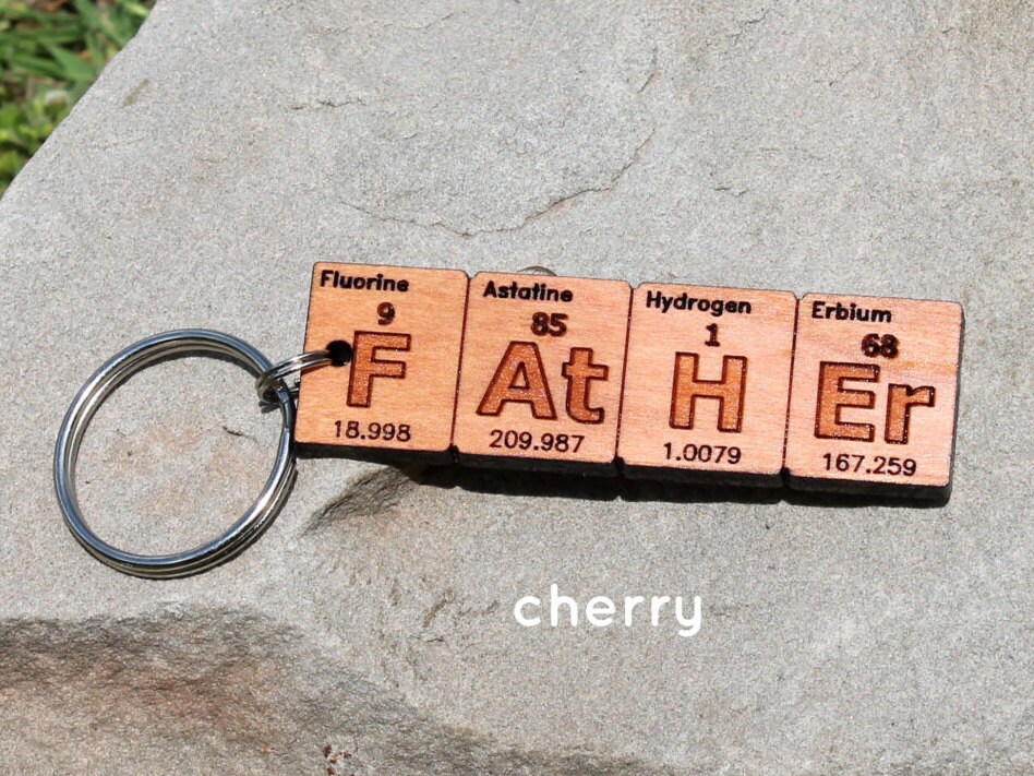Father periodic table urban wood keychain - father's day gift - science ...