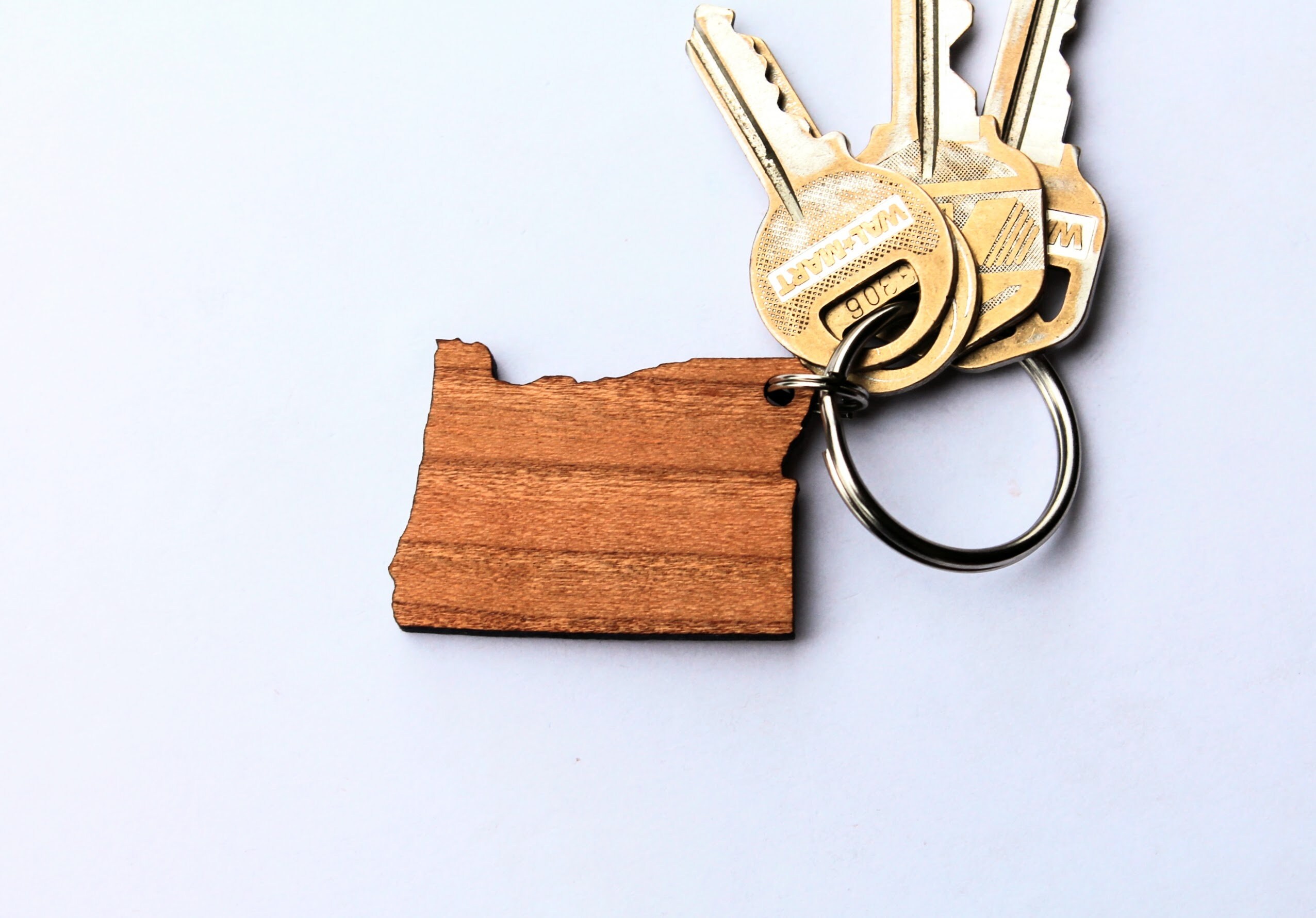 Oregon map wooden keychain made in the USA