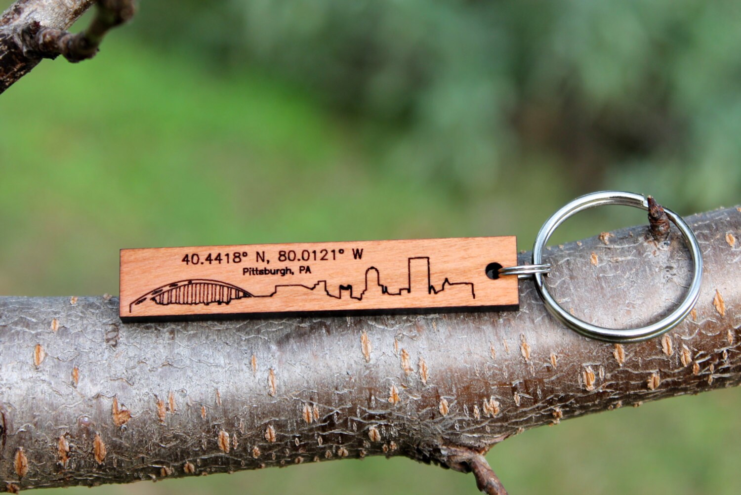 Pittsburgh Skyline Keychain New Home Keychain Wood | Etsy