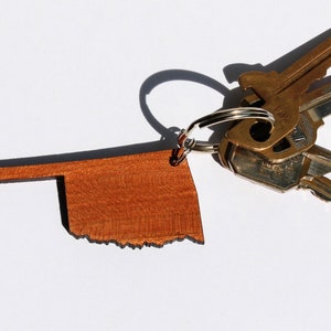 Oklahoma Map Keychain Wood Oklahoma Outline Keyring Home State Keyfob ...
