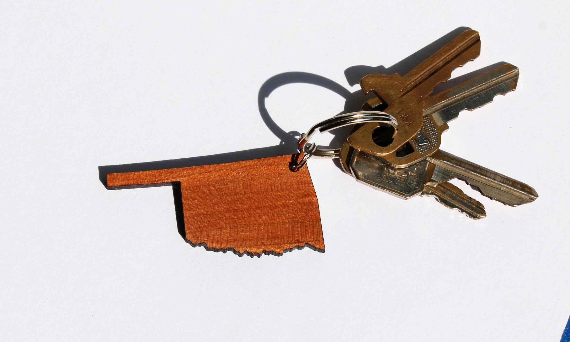 Oklahoma Map Keychain - Wood Oklahoma Outline Keyring - Home State ...