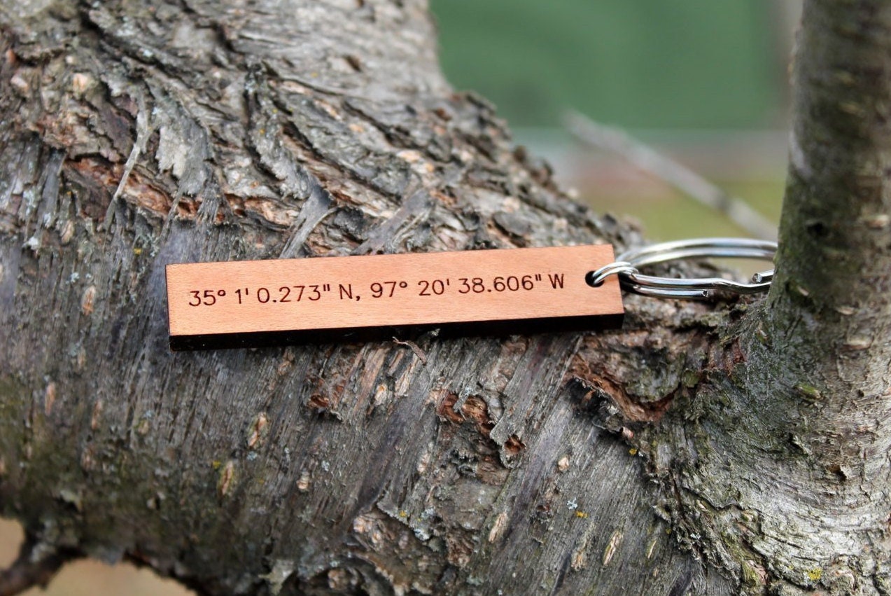 Coordinate Keychain - Custom Coordinates Keychain - Latitude Longitude ...