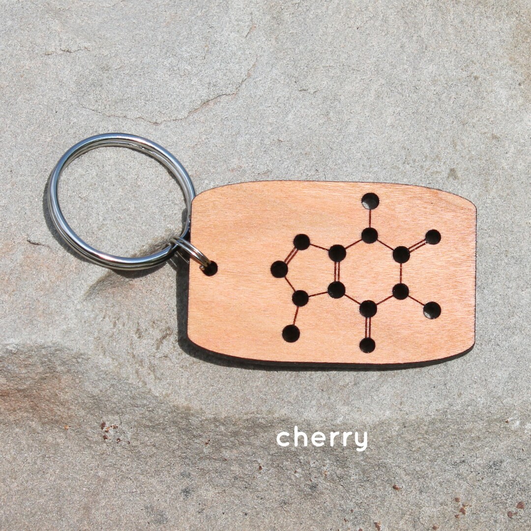 Caffeine Molecule Urban Wood Keychain Chemistry Coffee Fathers Day ...