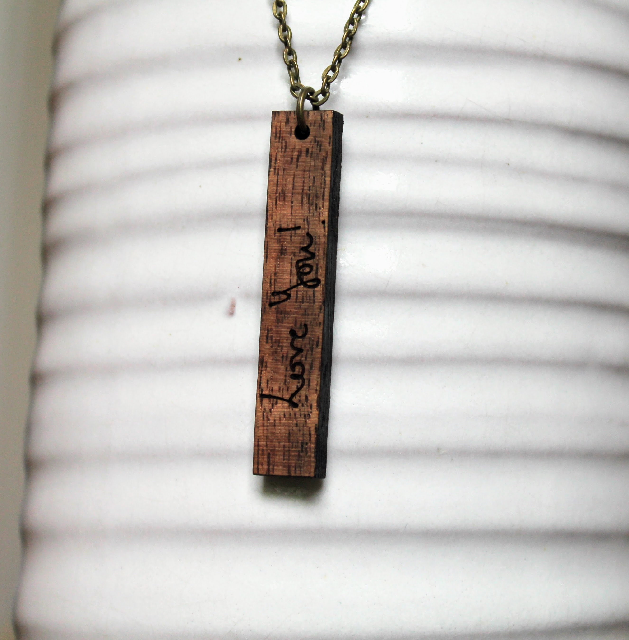 Personalized handwriting bar necklace made in the USA -- engraved ...